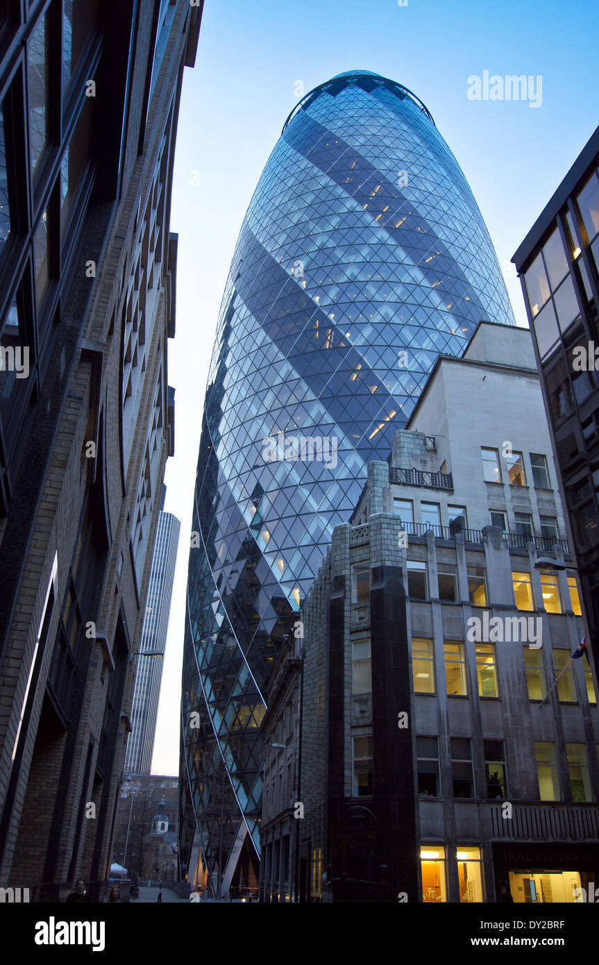 30 St. Mary Axe (the Gherkin) by Norman Foster, 2003, Bury Street, City ...