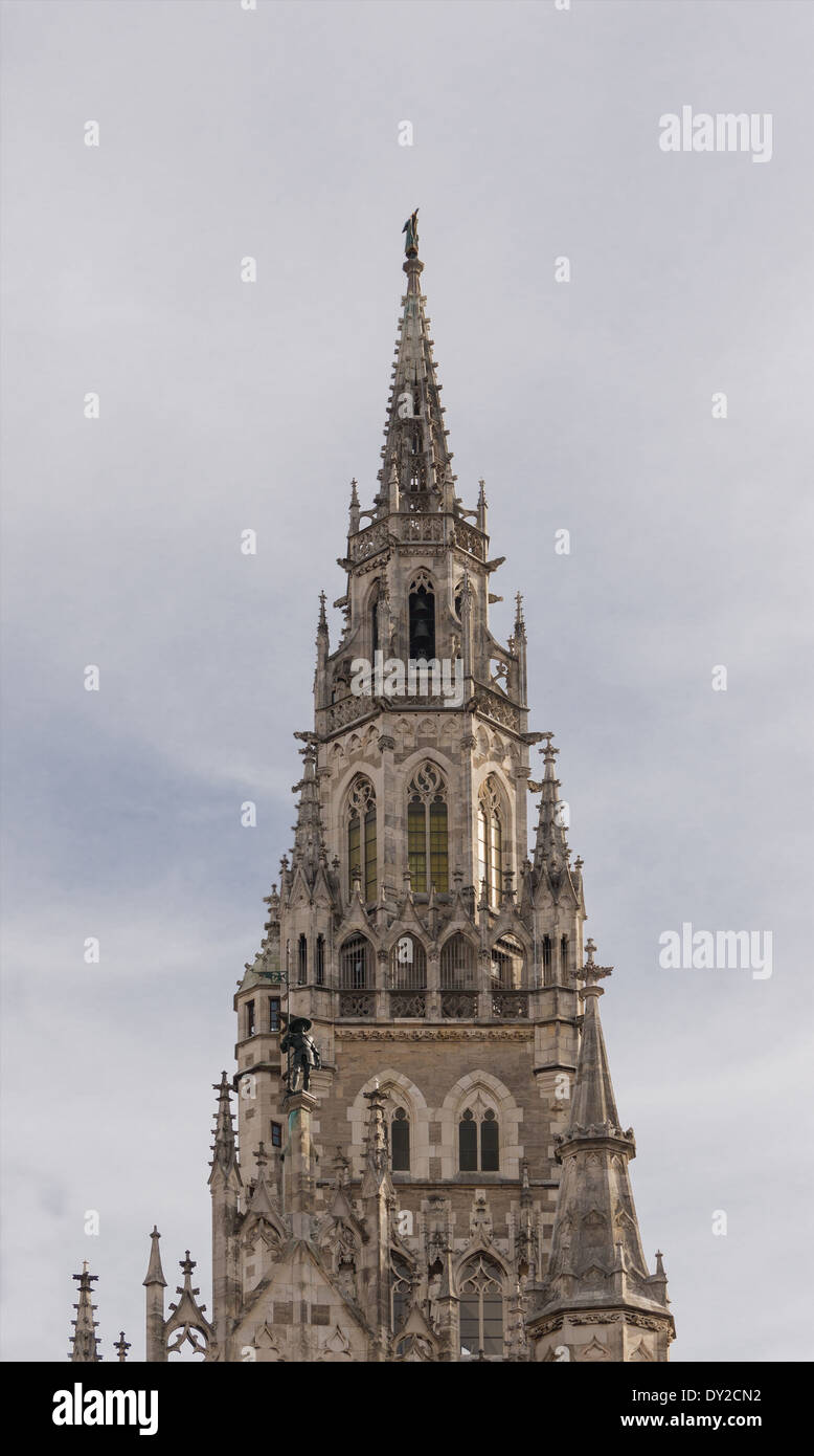 Top of the spire of the City hall of Munich, Bavaria, Germany Stock ...