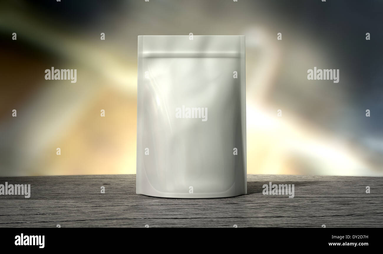 A white generic unbranded soft plastic packaging used for perishable ...