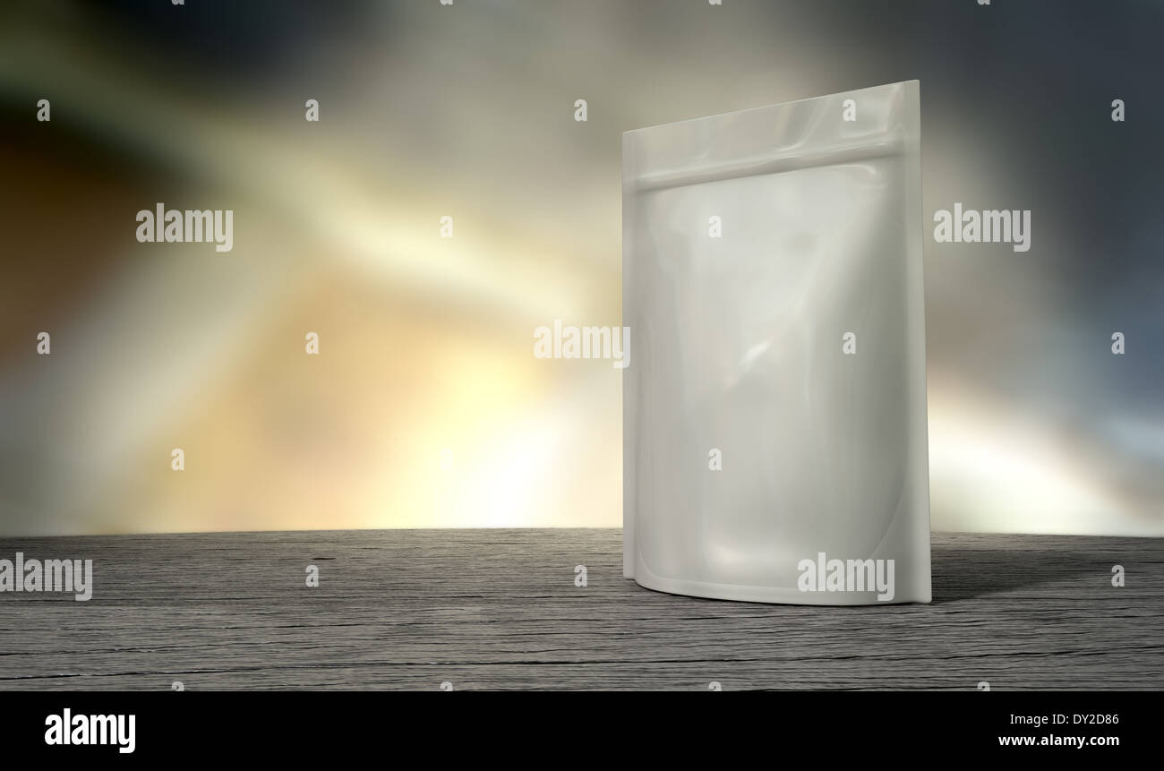 A white generic unbranded soft plastic packaging used for perishable ...