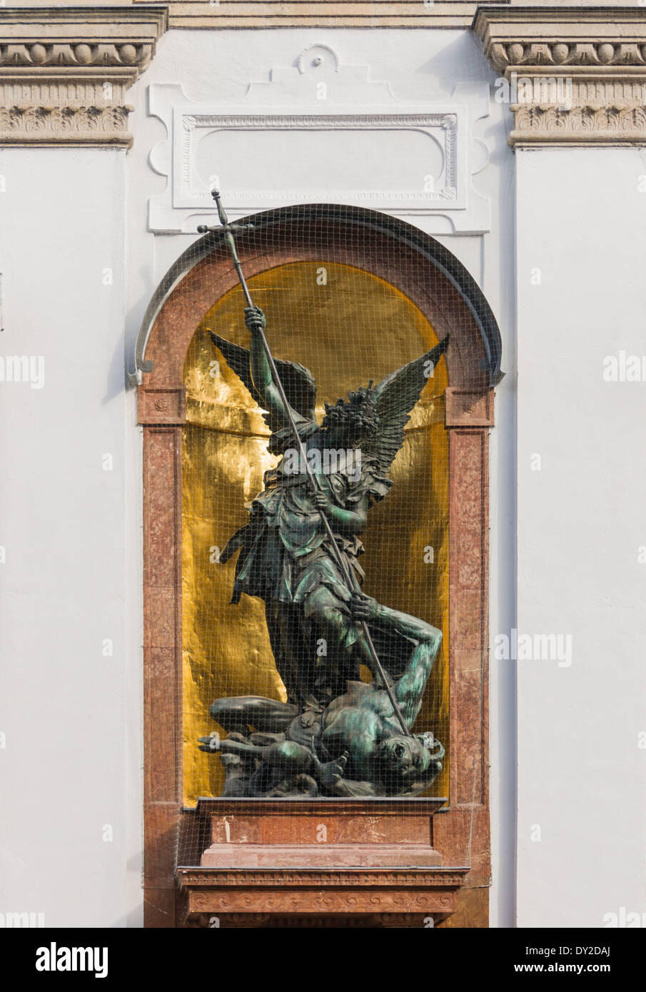 Statue of Saint Michael, Saint Michael church, Munich, Bavaria, Germany ...