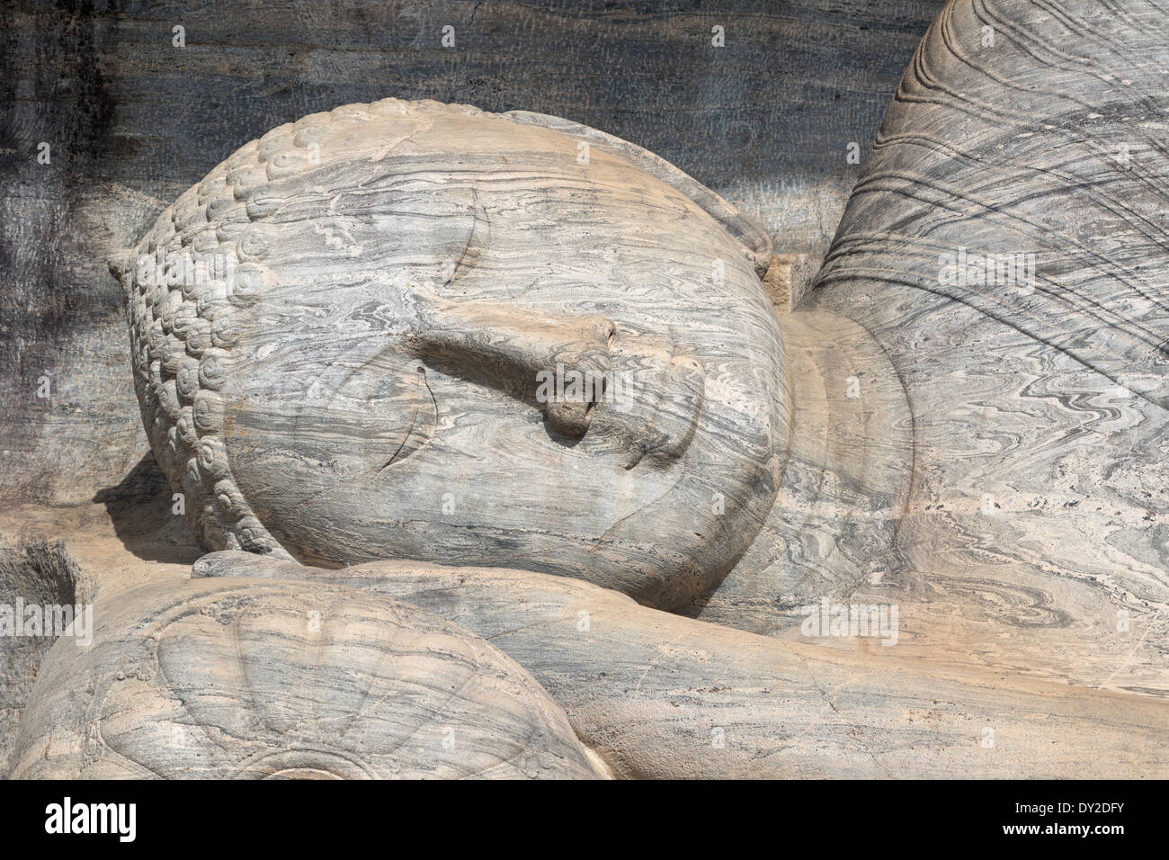 Polonnaruwa, Sri Lanka. Colossal reclining Buddha statue at Gal Vihara ...