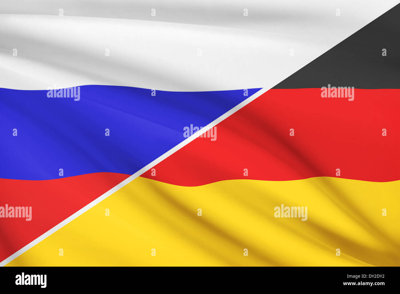 Flags of Russia and Germany blowing in the wind. Part of a series Stock ...