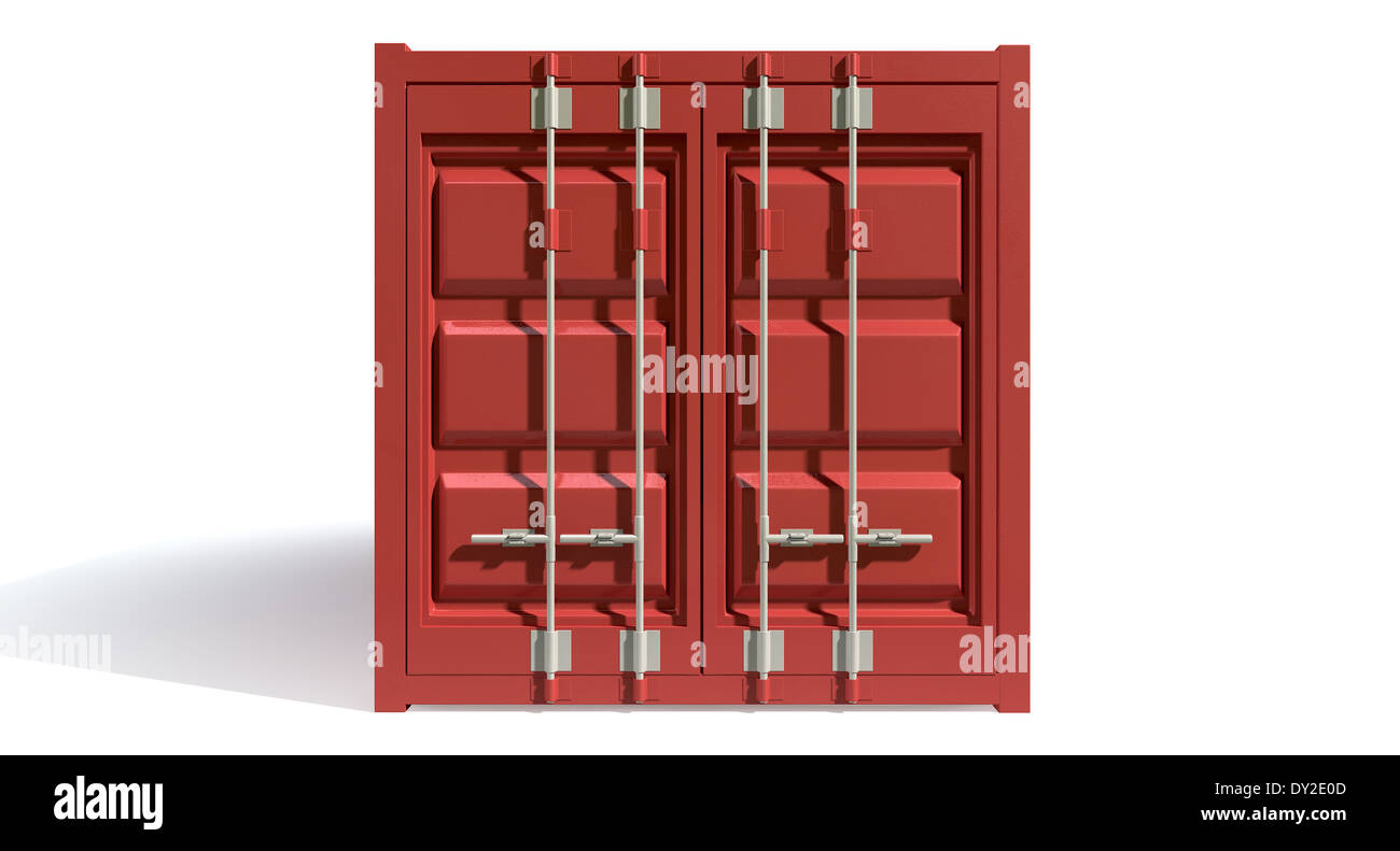 A render of a red shipping container on an isolated white background ...