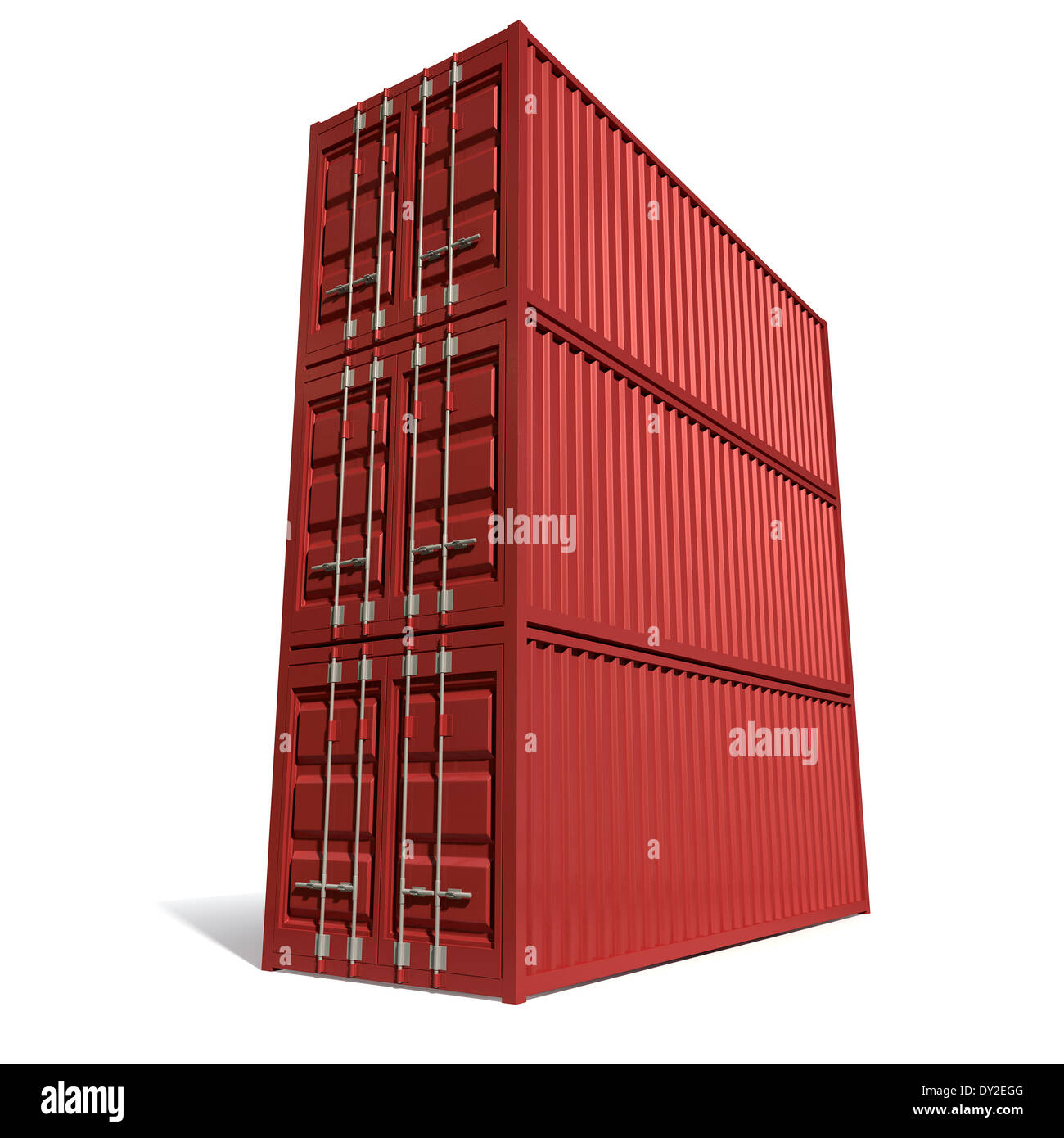 A render of a stack of three red shipping containers on an isolated ...