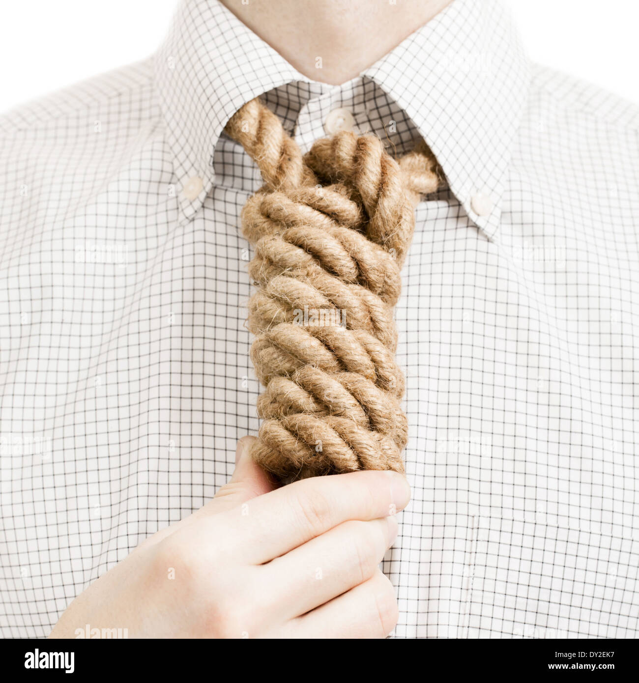 Businessman with rope over his neck Stock Photo - Alamy