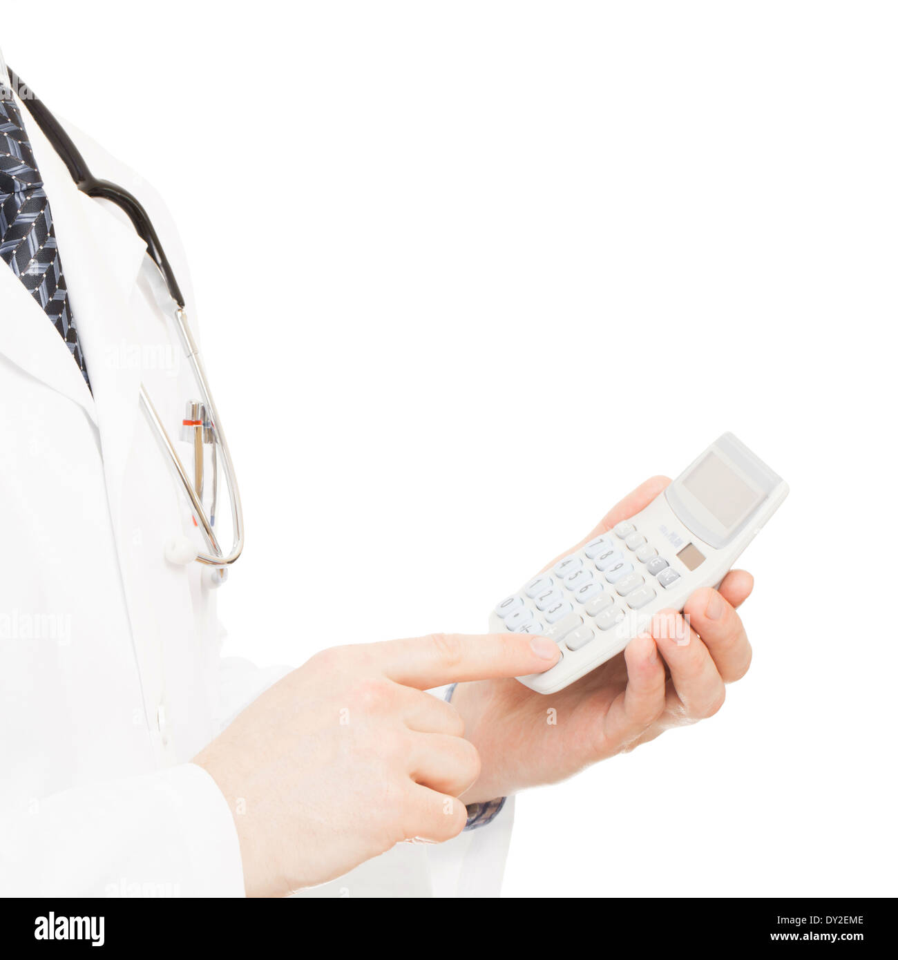 Medical doctor with a calculator in his left hand Stock Photo - Alamy