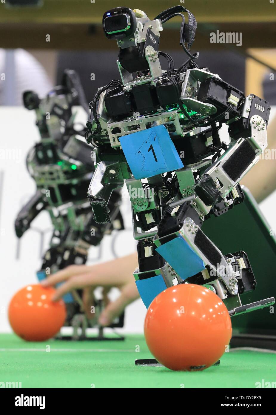 Magdeburg, Germany. 04th Apr, 2014. A robot is configured during the ...