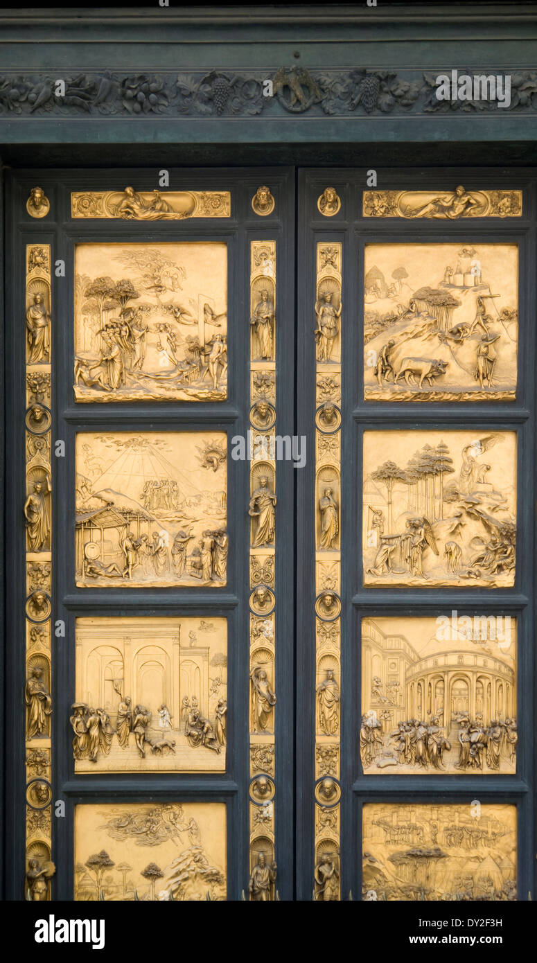 golden door with reliefs atthe Florence Baptistery Stock Photo - Alamy