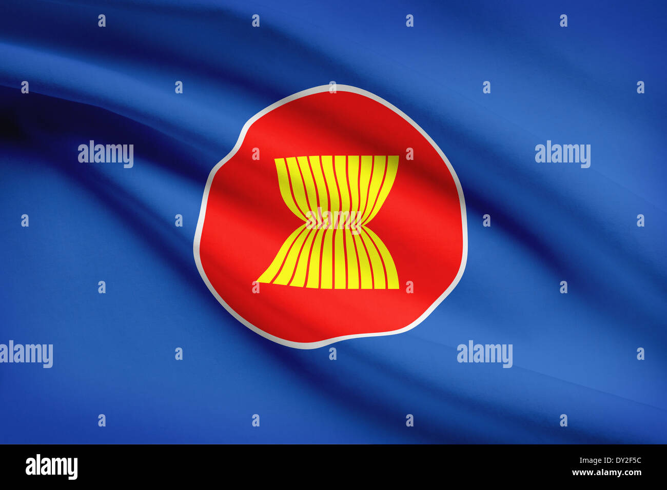 Association of Southeast Asian Nations (ASEAN) flag blowing in the wind ...