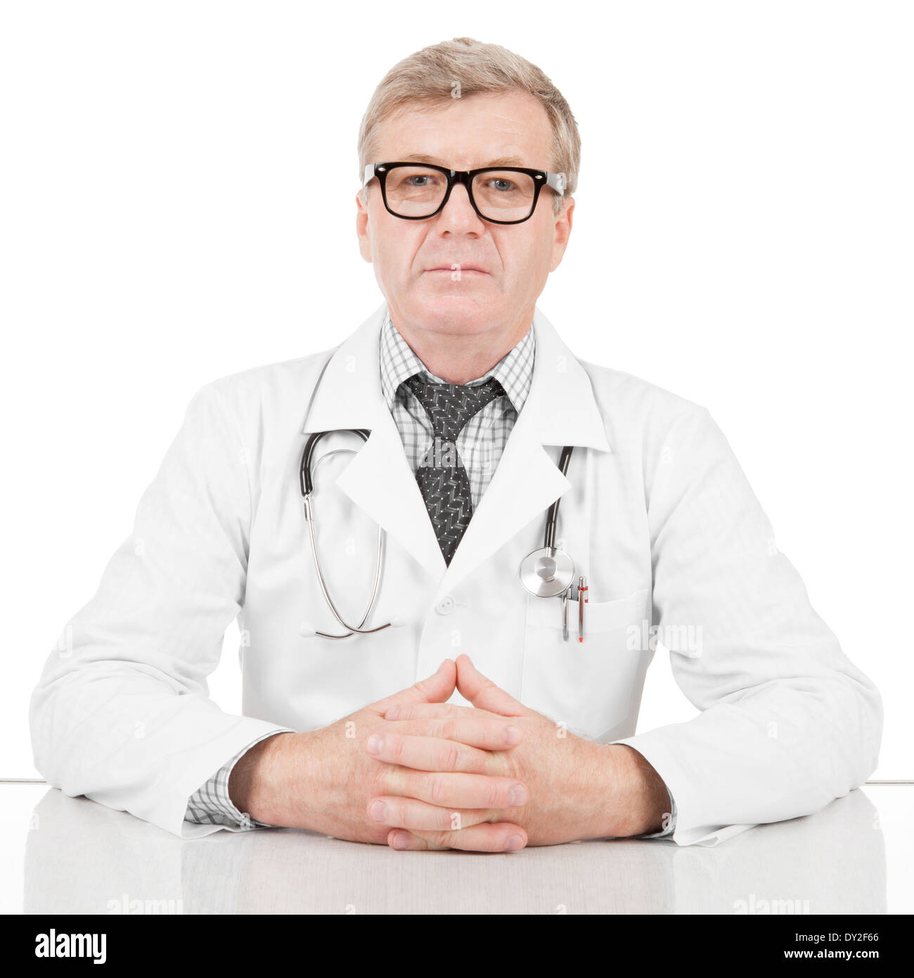 Medical doctor his hands above table Stock Photo - Alamy