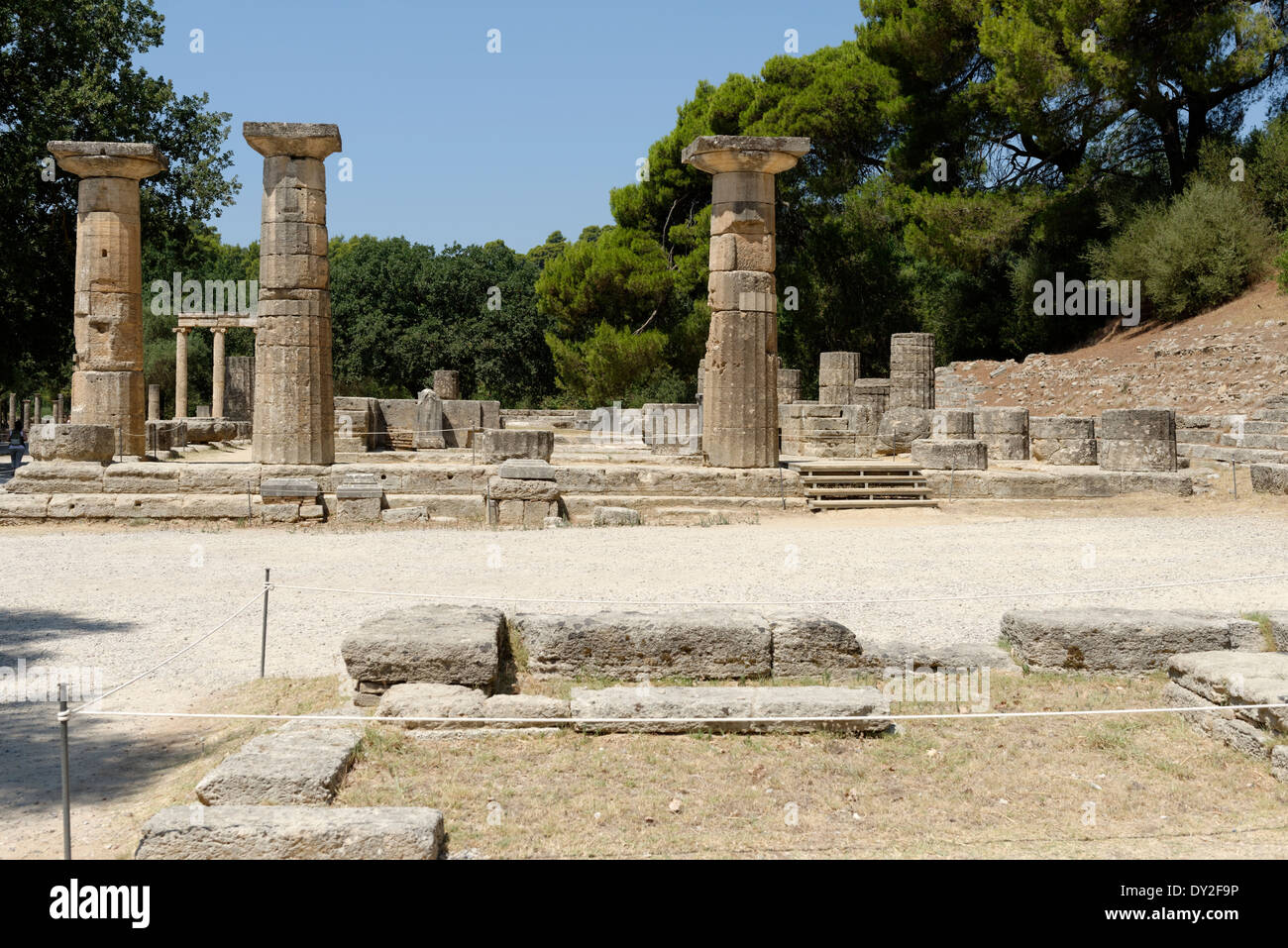 View across Hera’s Altar to Temple Hera Ancient Olympia Peloponnese ...