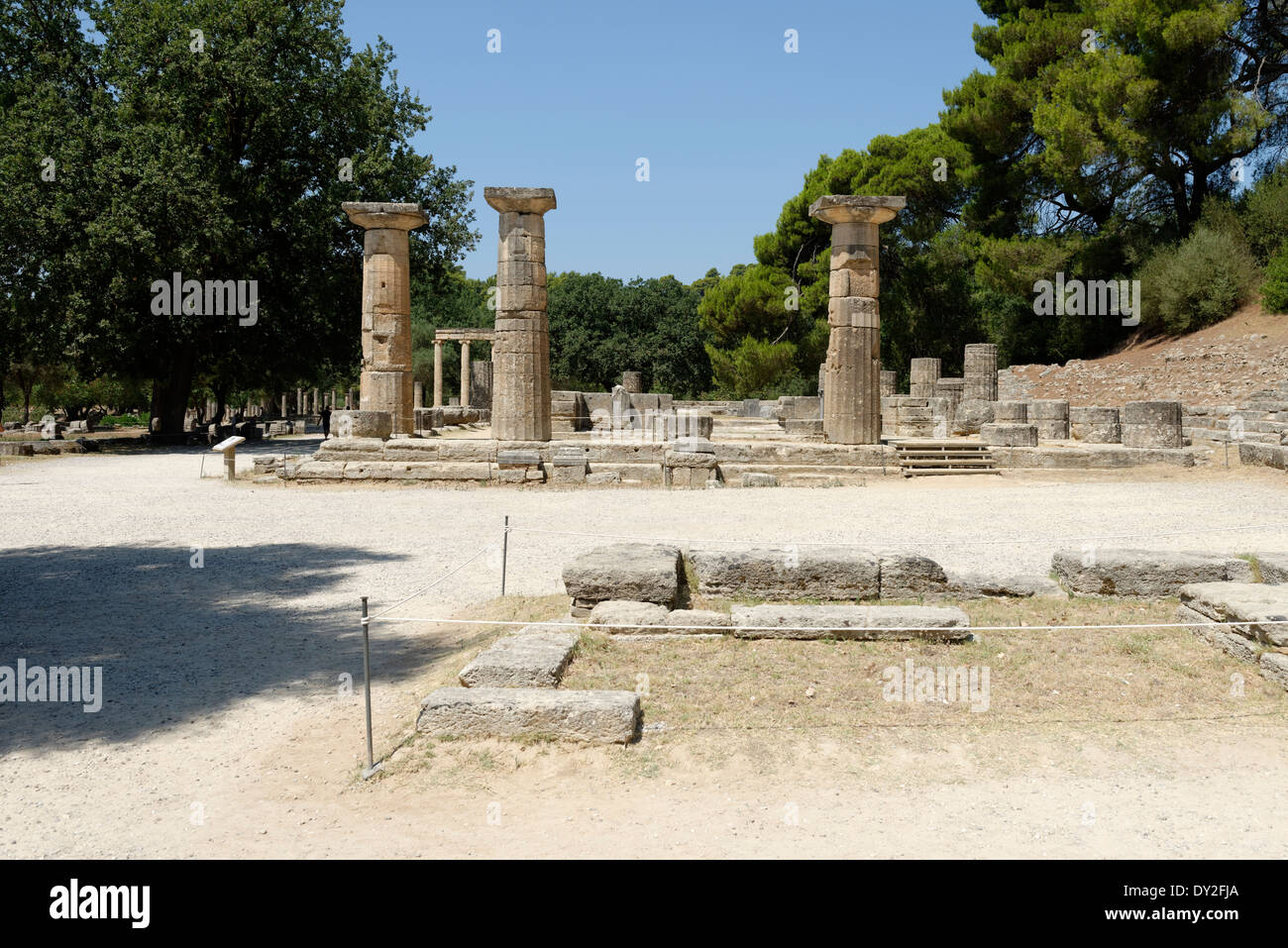 View across Hera’s Altar to Temple Hera Ancient Olympia Peloponnese ...