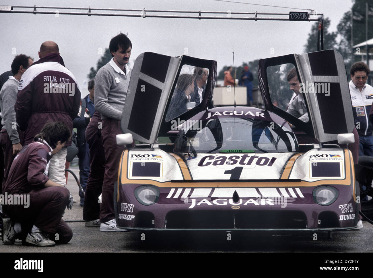 TWR-Jaguar XJR9 in the pits at Brans Hatch in the 1000KMS Race. No1 car ...