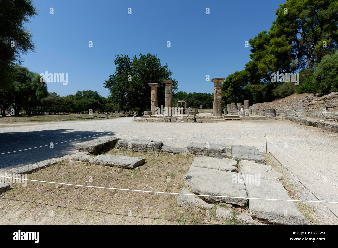 View across Hera’s Altar to Temple Hera Ancient Olympia Peloponnese ...