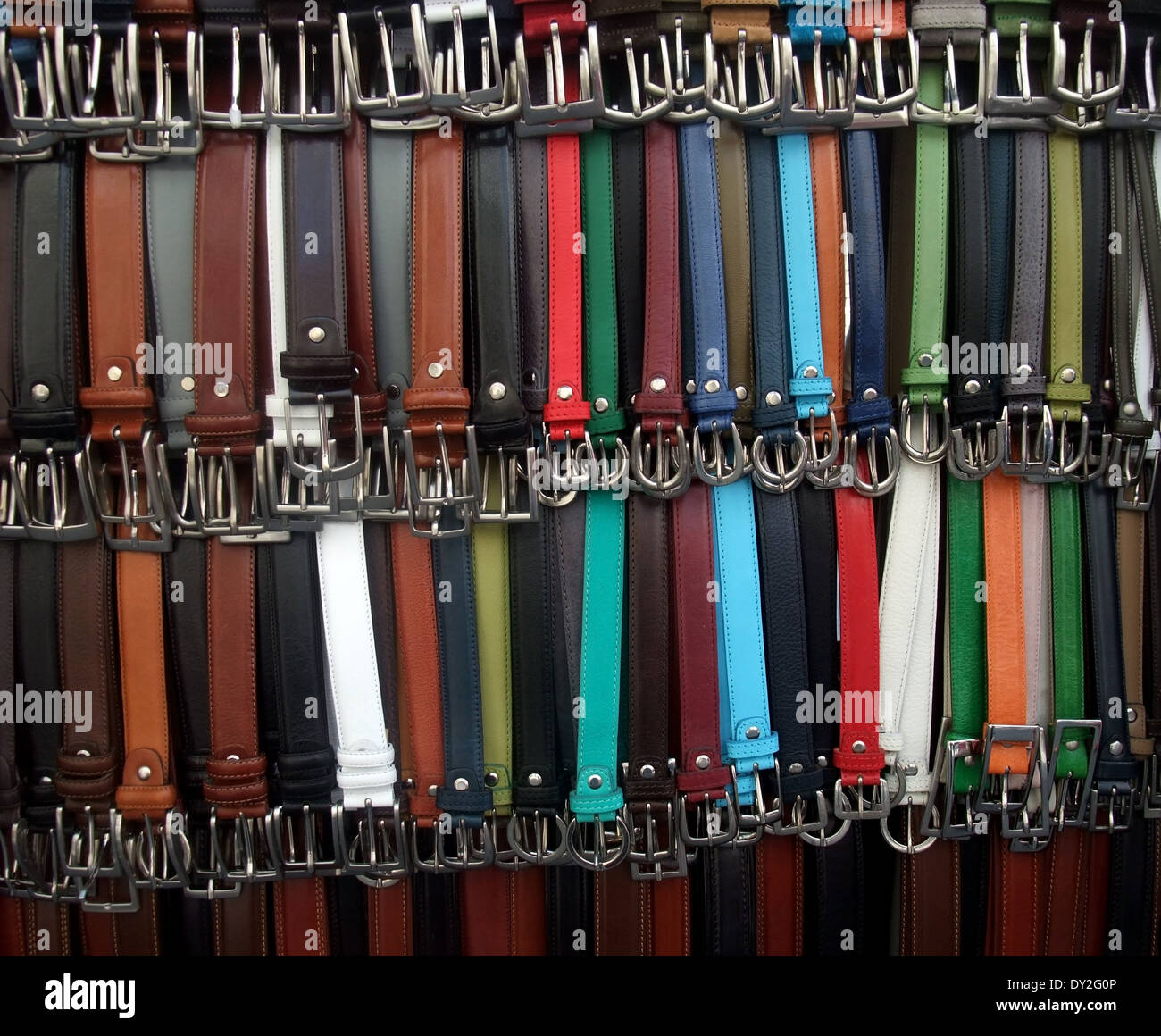 rows with lots of colorful belts Stock Photo - Alamy