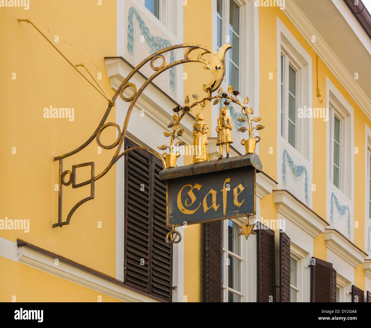 The sign for Cafe Krönner, located in Murnau am Staffelsee, Bavaria ...