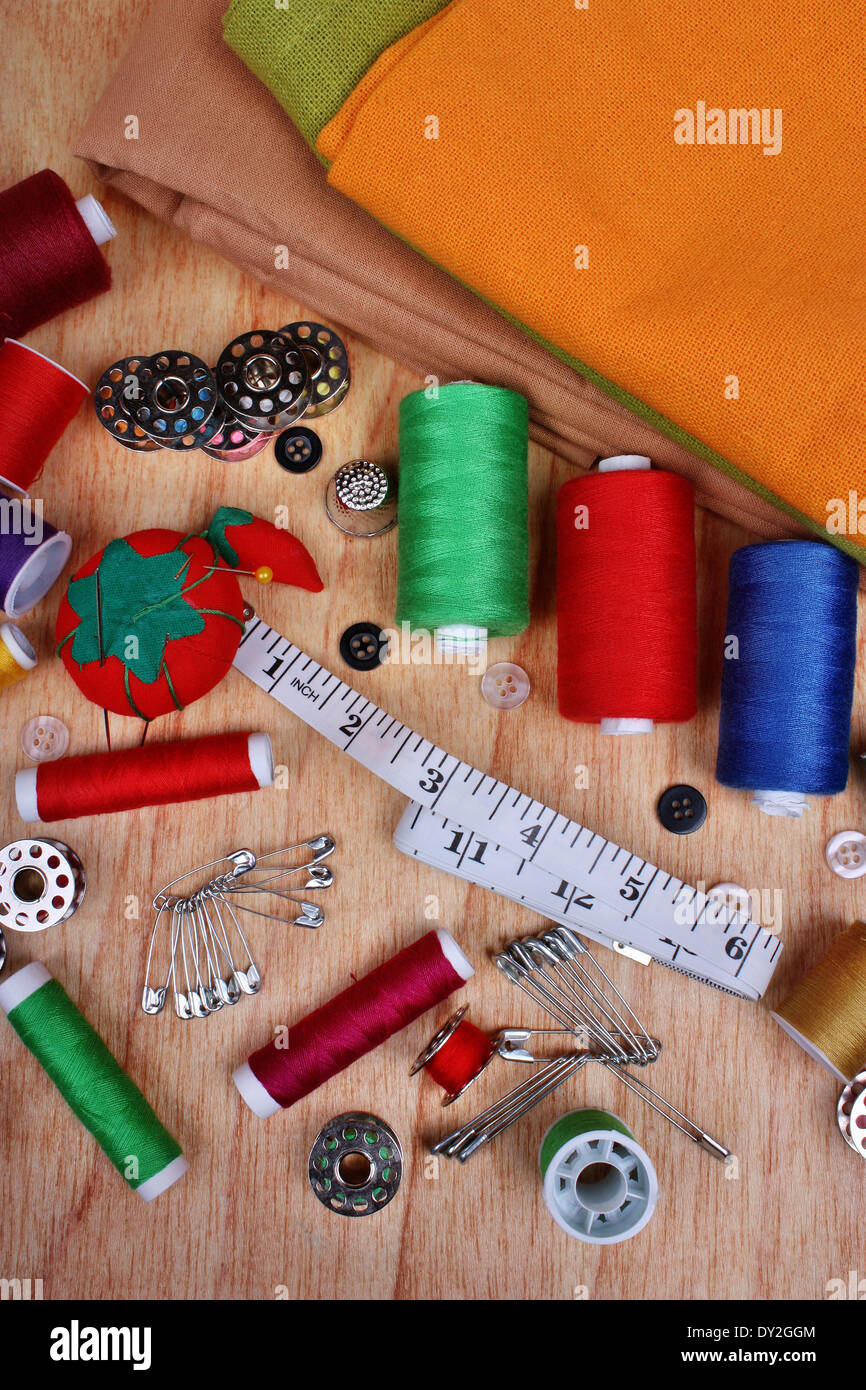 Background vertical with sewing items Stock Photo - Alamy