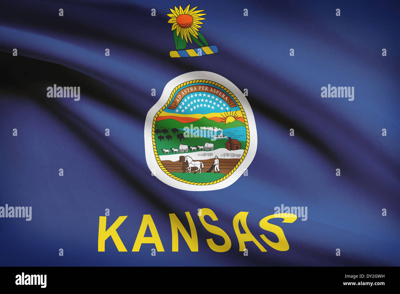 State of Kansas flag blowing in the wind. Part of a series Stock Photo ...