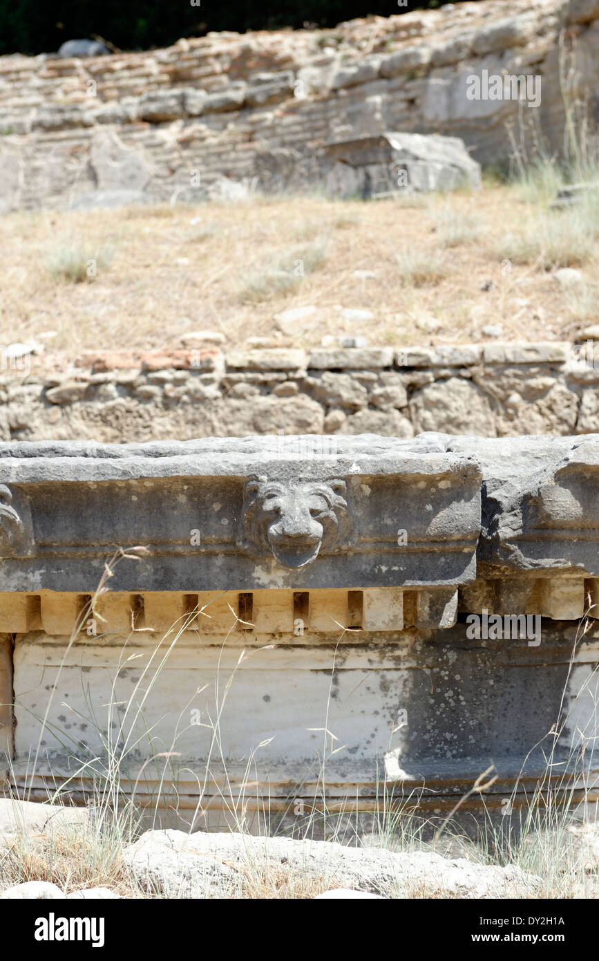 Decorative circular temple entablature from Nymphaeum or Exedra Herodes ...