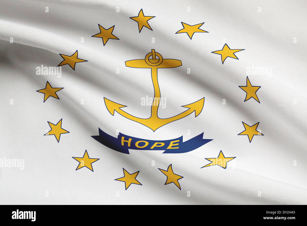 State of Rhode Island and Providence Plantations flag blowing in the ...