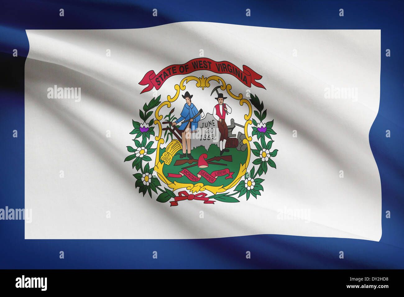State of West Virginia flag blowing in the wind. Part of a series Stock ...