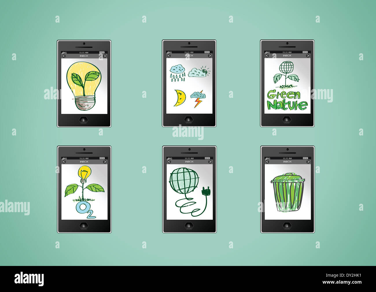 mobile phone apps eco concept idea illustration Stock Photo - Alamy