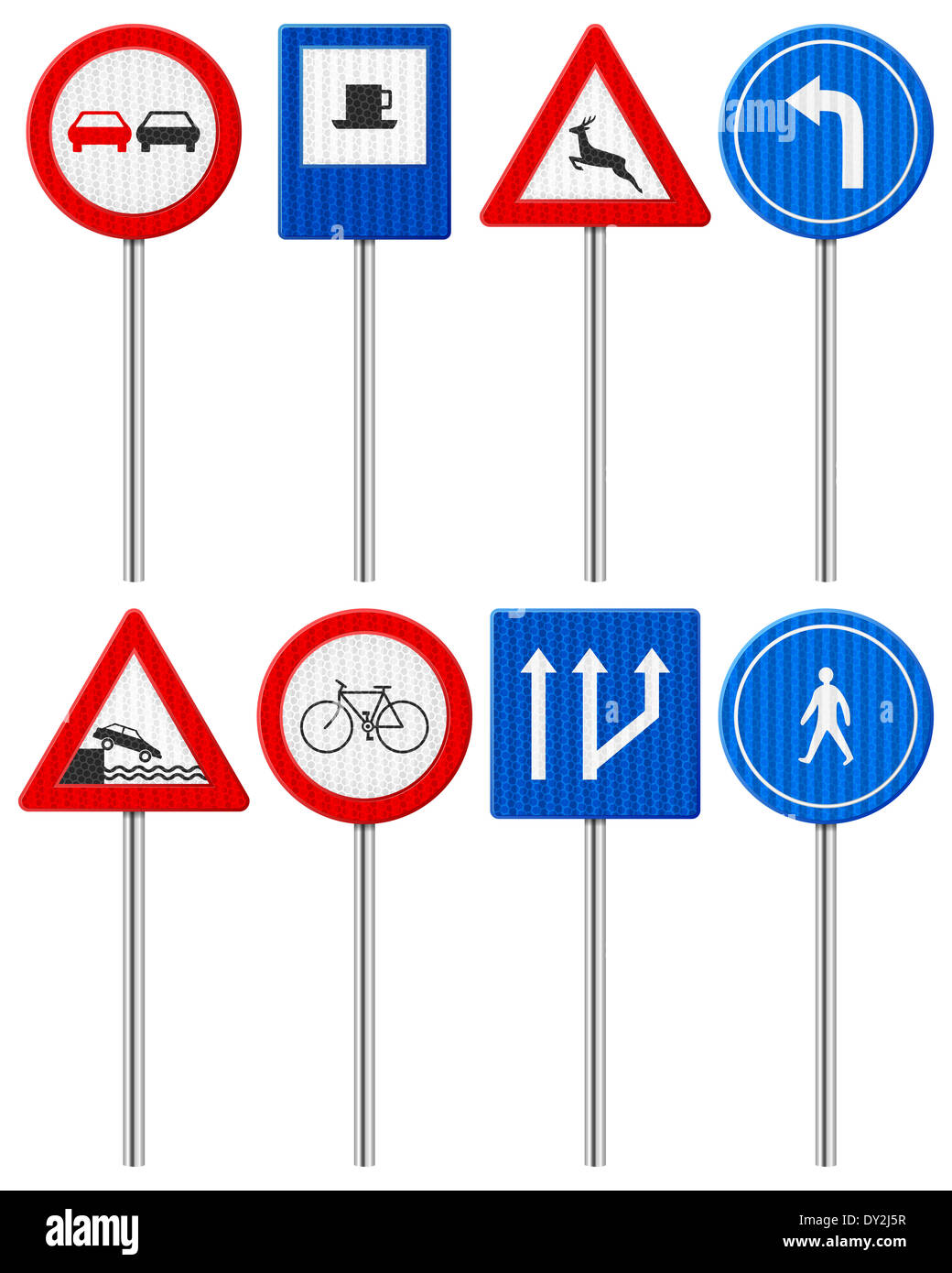 Traffic road signs set on a white background Stock Photo - Alamy