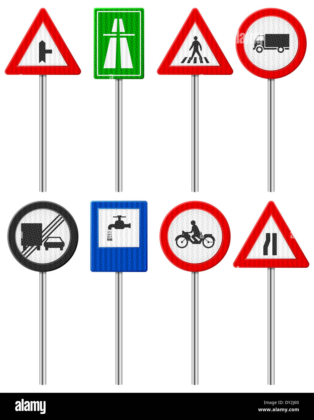 Traffic road signs set on a white background Stock Photo - Alamy