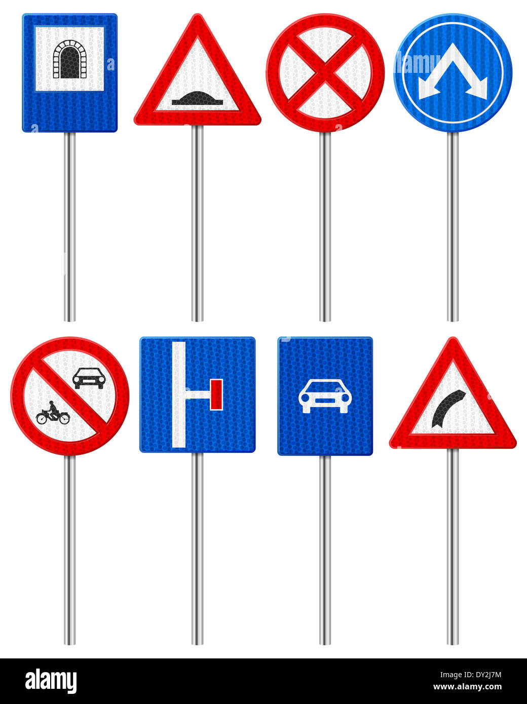 Traffic road signs set on a white background Stock Photo - Alamy