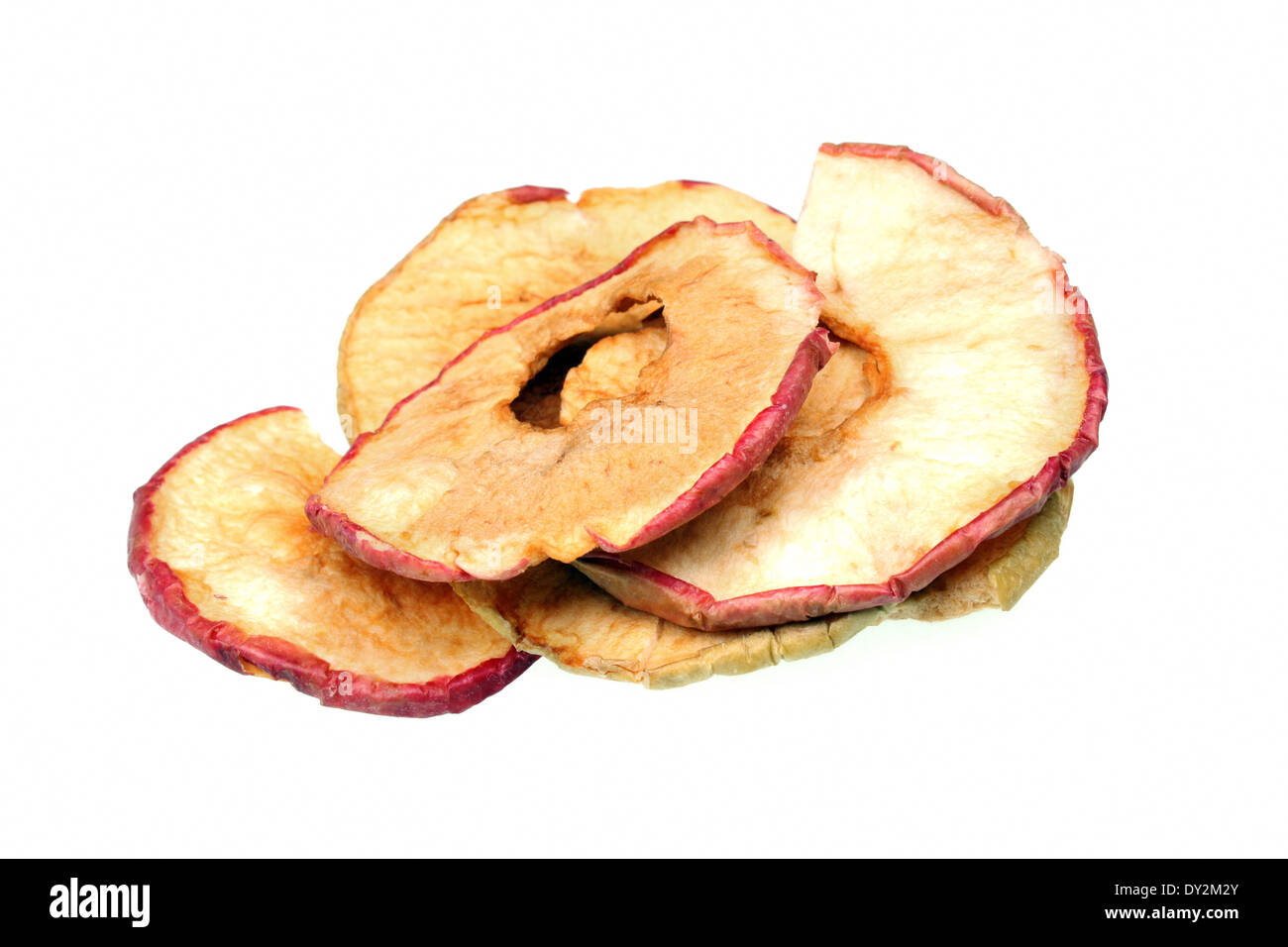 Dried apples, cut into round slices isolated Stock Photo - Alamy