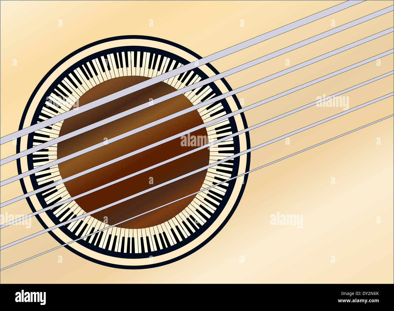 A guitar sound hole created from a circle of piano keys Stock Photo - Alamy