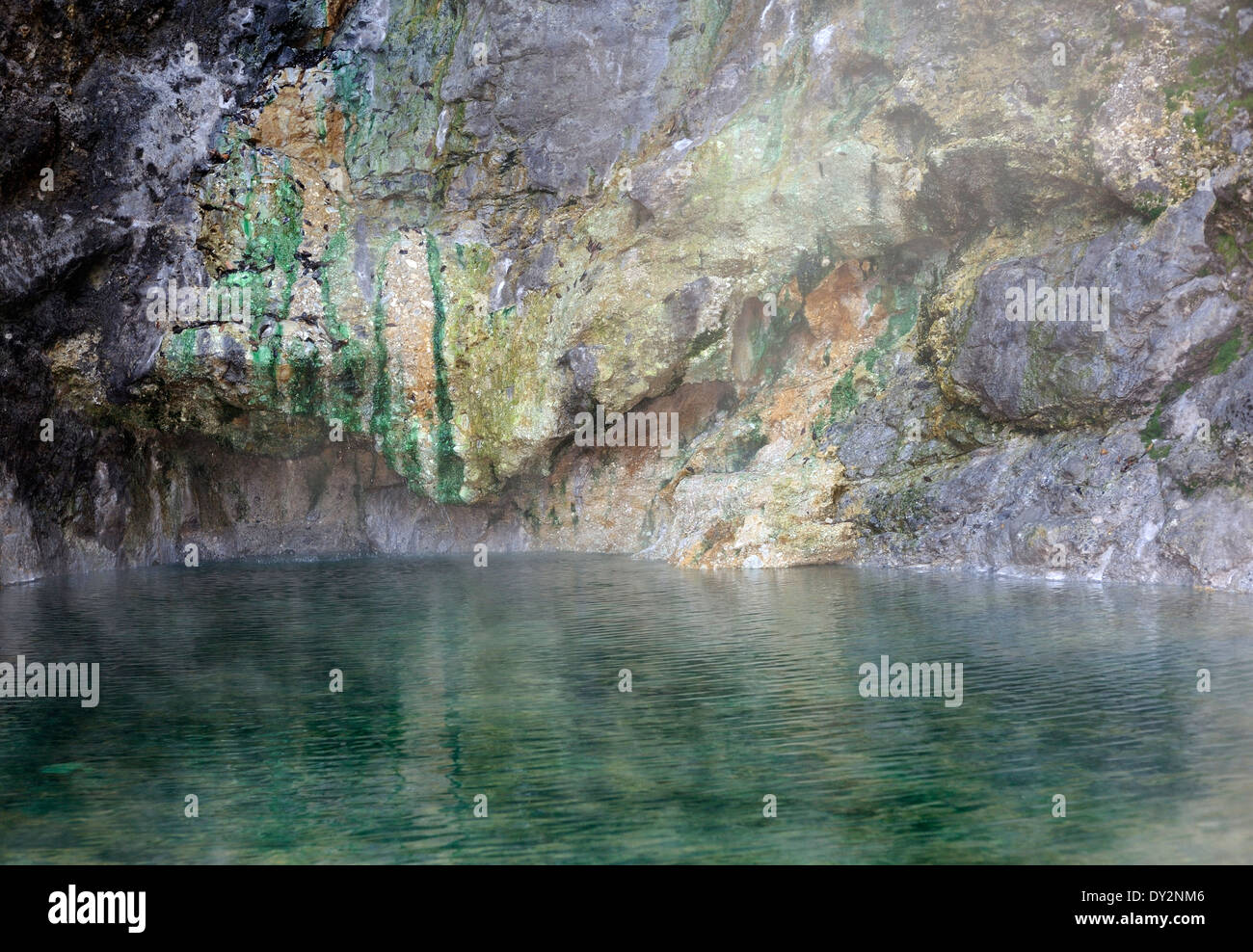 Minerals are deposited on the rocks where water heated by volcanic ...