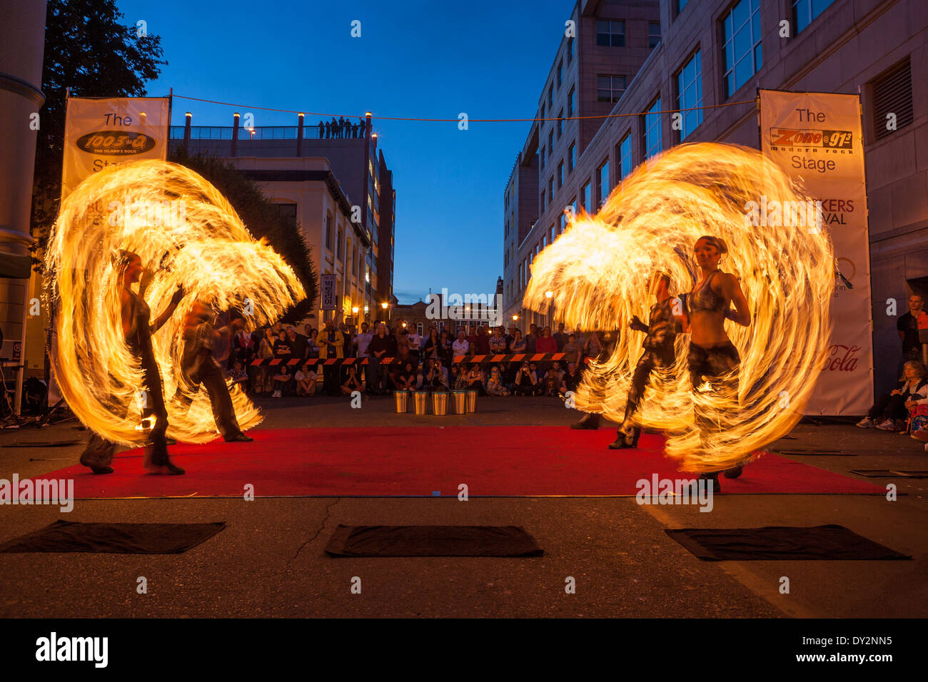 Flame Oz fire dancers entertaining at Victoria International Street ...