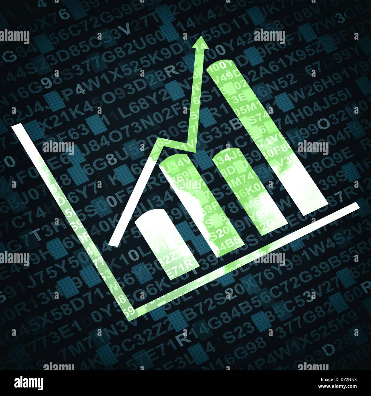 Business graph and chart with arrow going up - blue background Stock ...