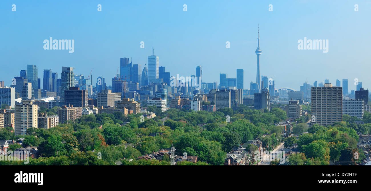 Toronto skyline panorama with urban architecture and blue sky Stock ...