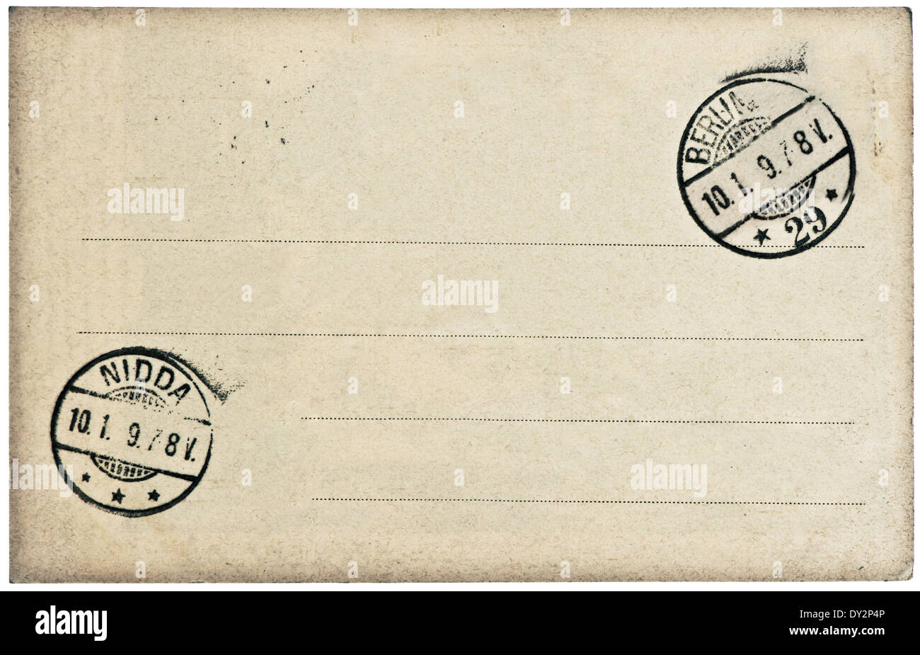 empty vintage postcard background with postmark and stamp Stock Photo ...