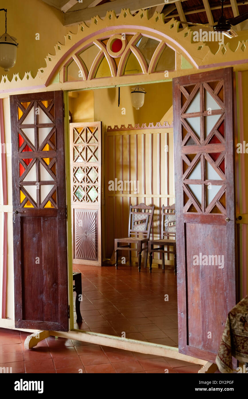 View through doorway of screen partition in Goan home Stock Photo - Alamy