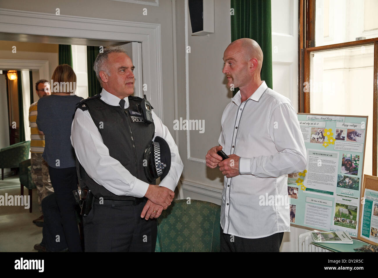 Bromley, UK. 4th April 2014. SGS Inspector Paul Power spoke to a stall ...