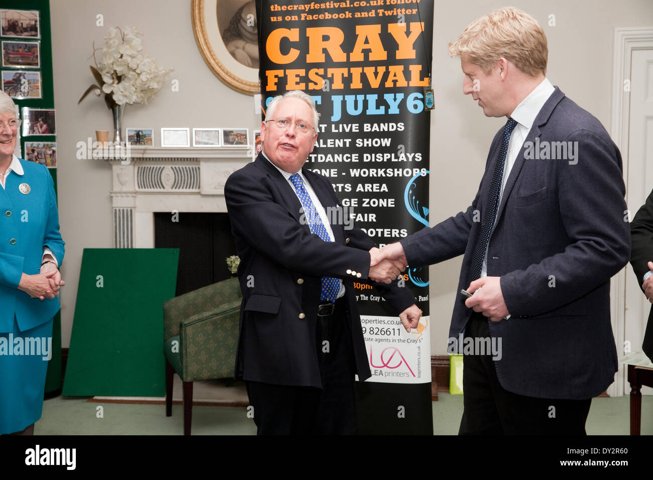 Bromley, UK. 4th April 2014. SGS Jo Johnson MP shakes hands with Robert ...