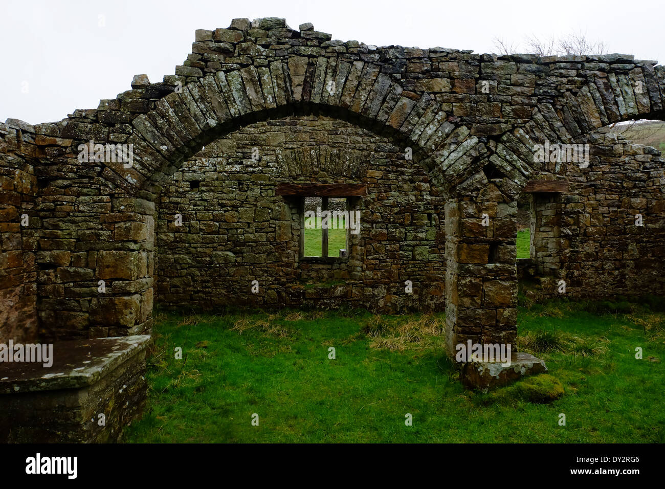 Stalling Busk Old Church Ruin arch and window Stock Photo - Alamy