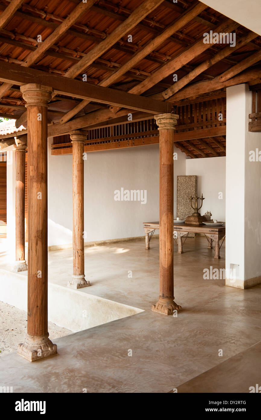 Open air dining room of Goan beach house retreat, India Stock Photo - Alamy