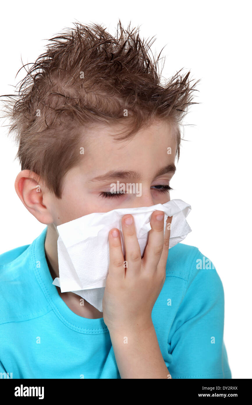 Boy with a cold Stock Photo - Alamy