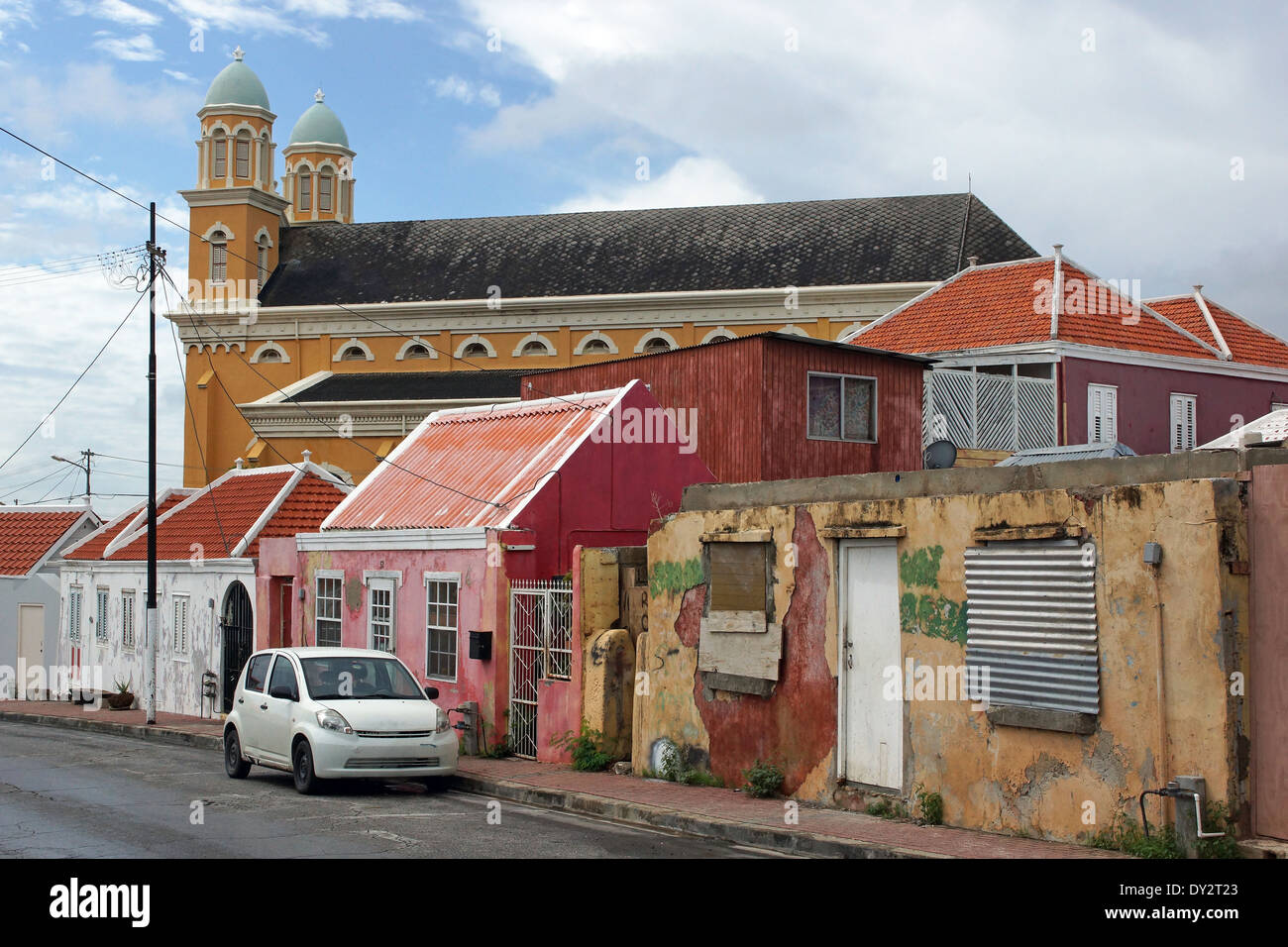 Slum area close to the cathedral, Willemstad, Curacao, ABC Islands ...