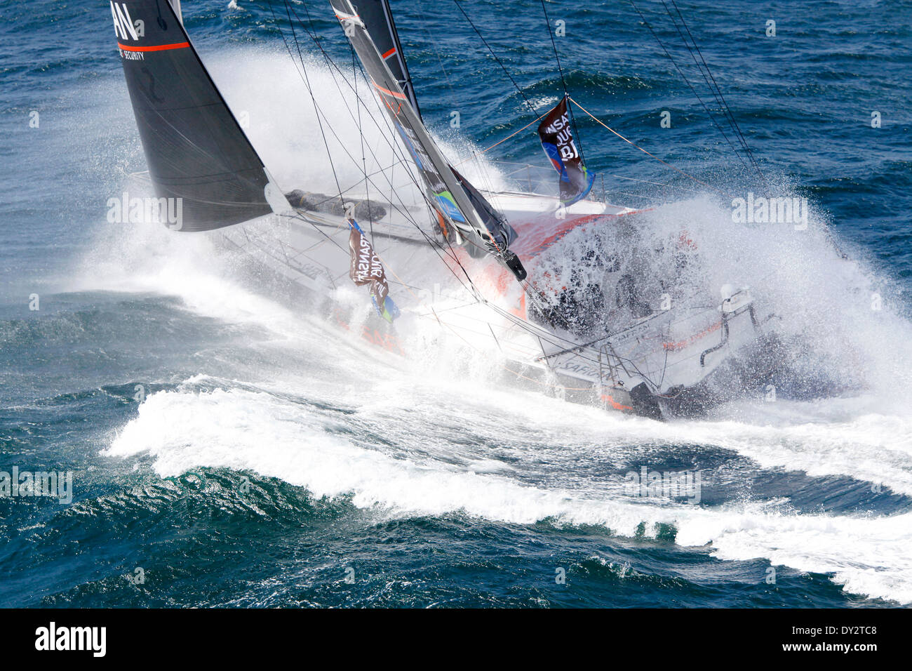 Aerial view of the The Open 60 Safran in preparation for the Transat ...