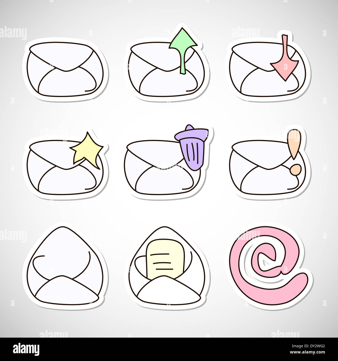 Inbox and outbox mail icons Stock Photo - Alamy