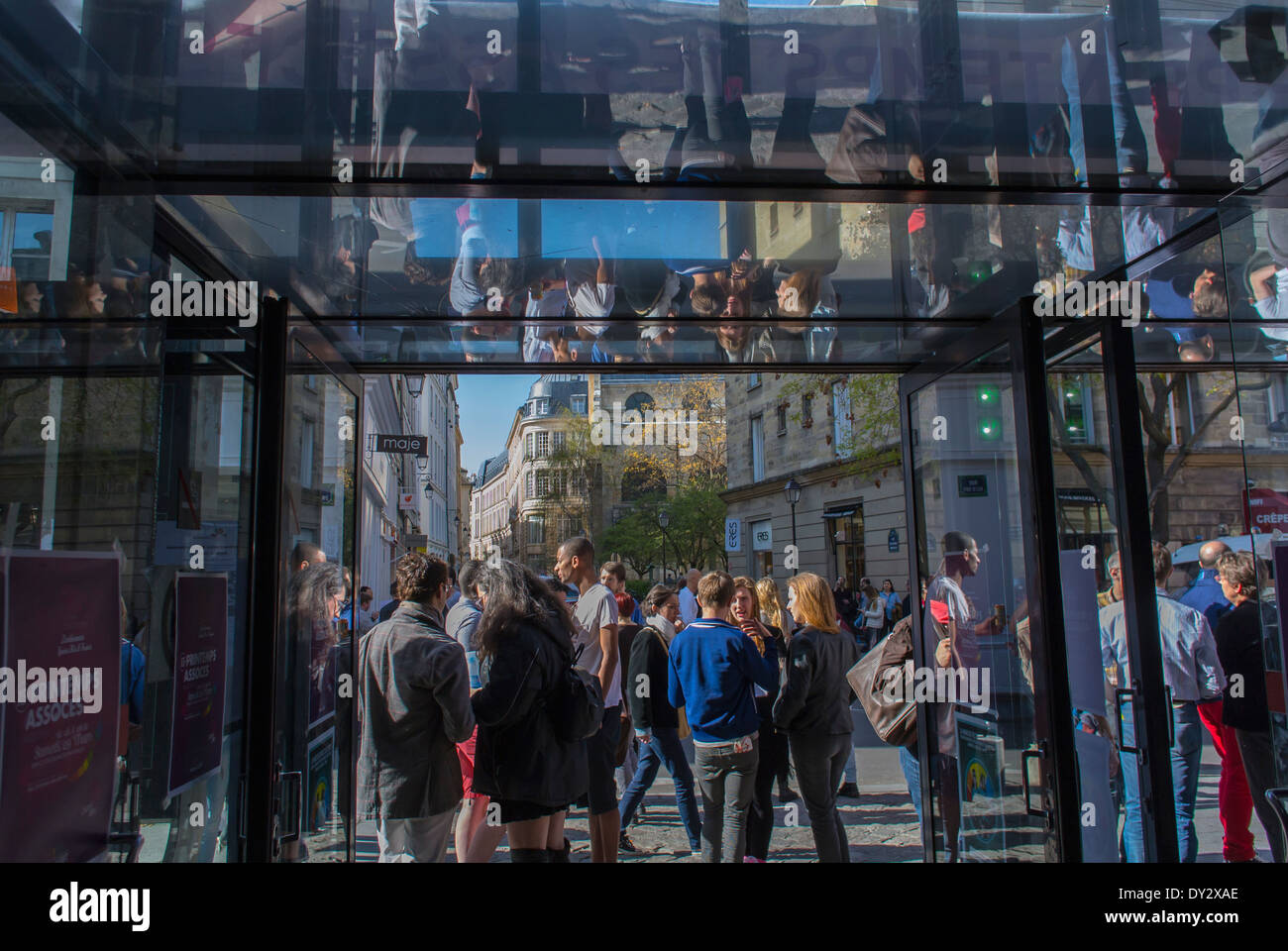 Paris, France, Looking out on Street From Inside Building Entrance, Le ...