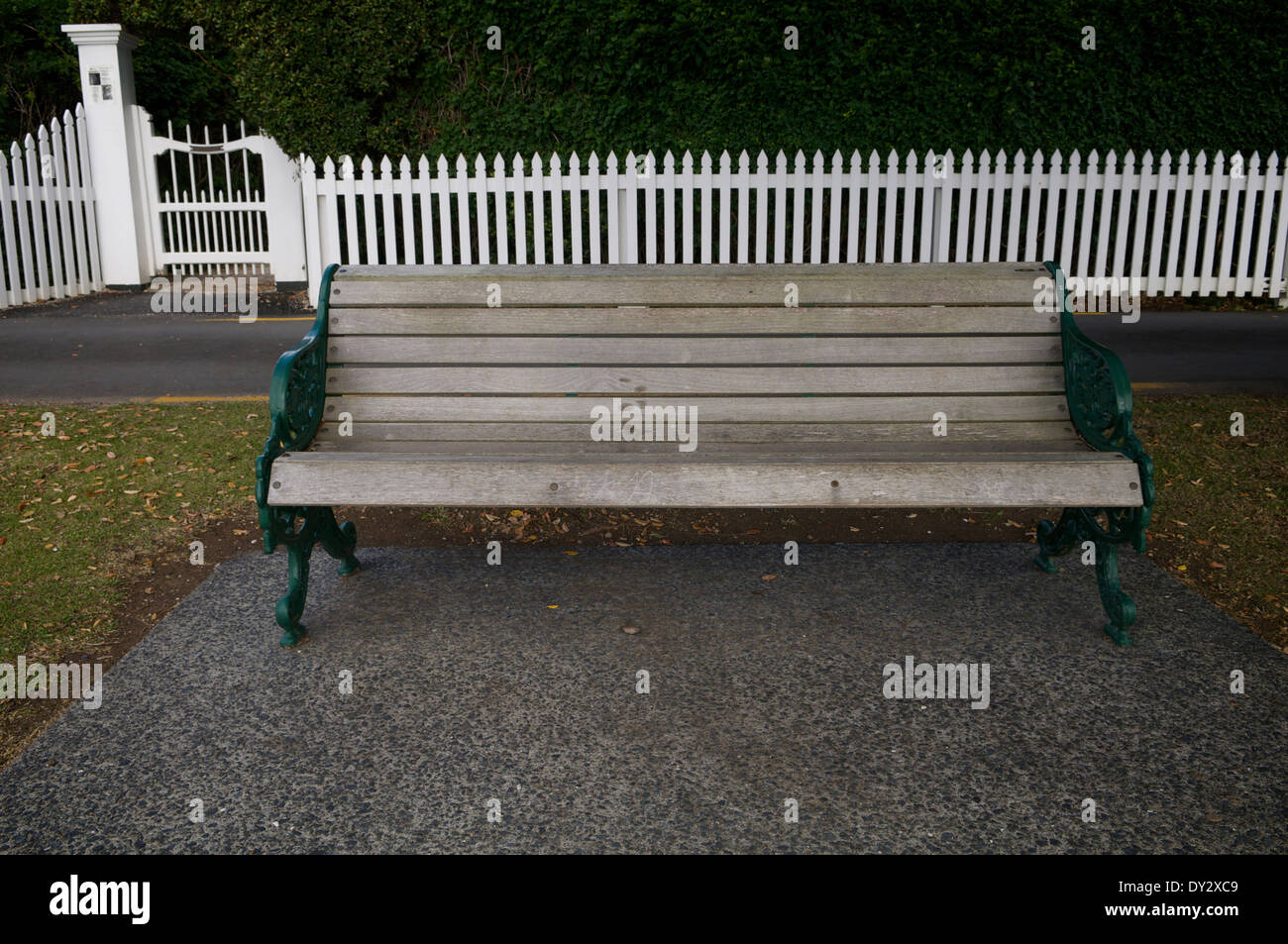 Bench looking out to the harbour in Russell, New Zealand Stock Photo ...