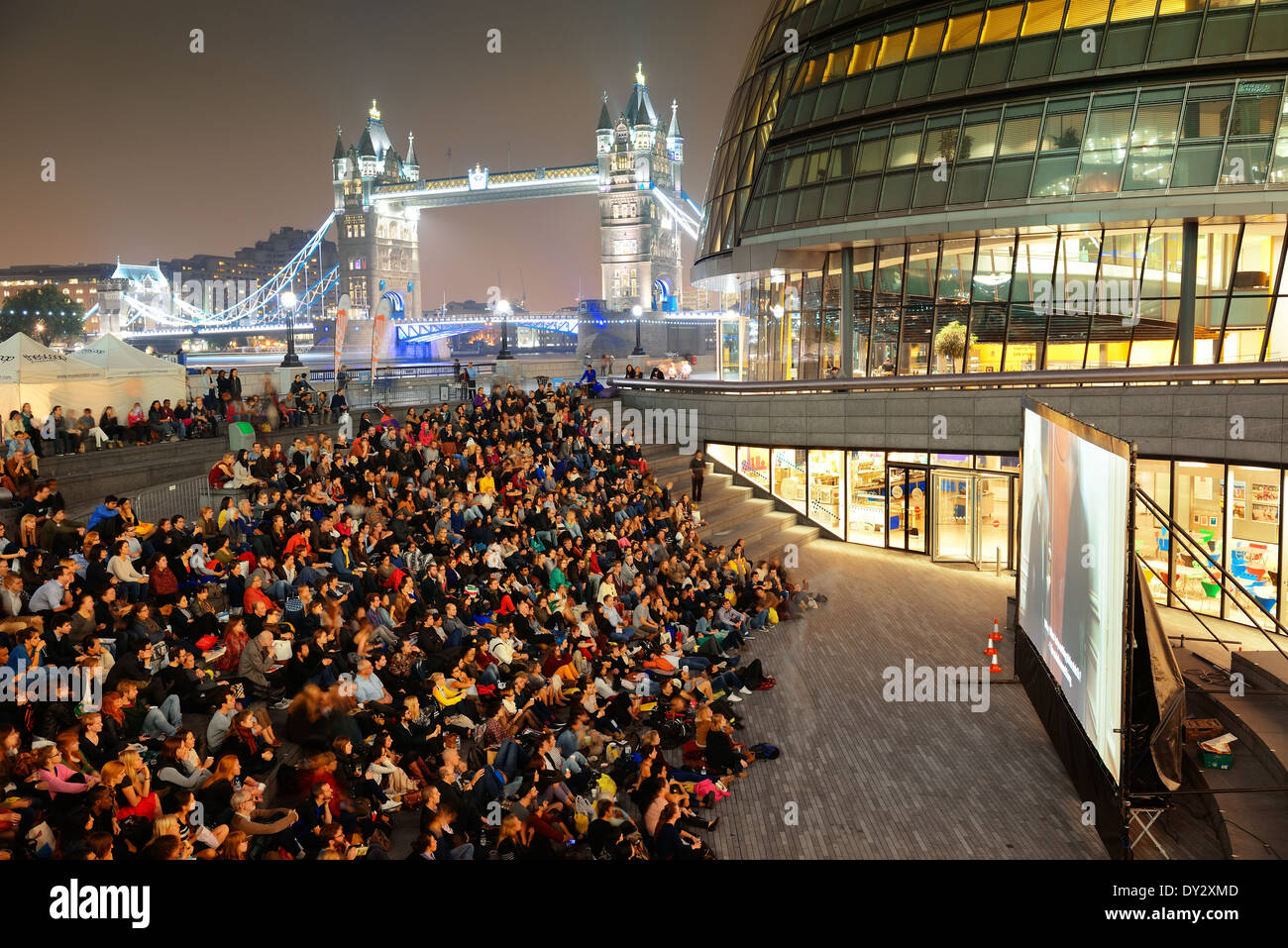 outdoor movie event with audience Stock Photo - Alamy