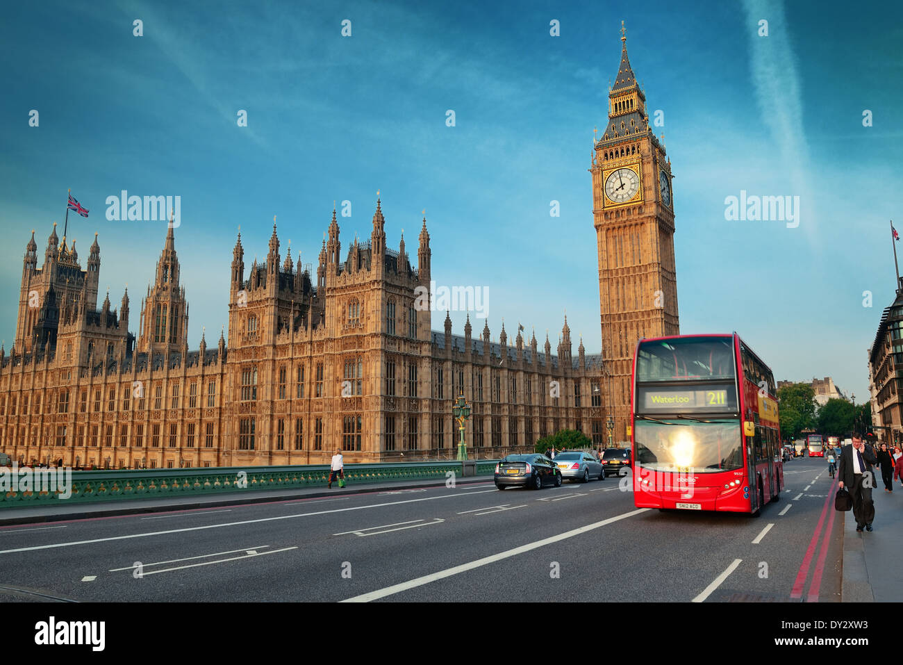 Street view with Big Ben Stock Photo - Alamy
